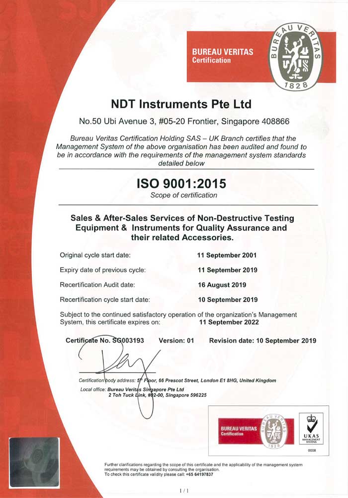 Certificates - Ndt Instruments Pte Ltd